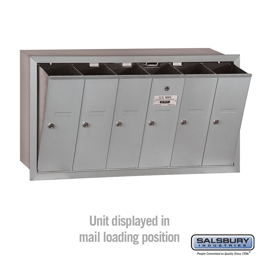 6 Door Vertical Mailbox Finish USPS Access - Recessed Mounted ...