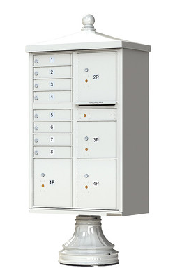 Decorative Traditional 8 Door Cluster Mailbox with 4 Parcel Lockers