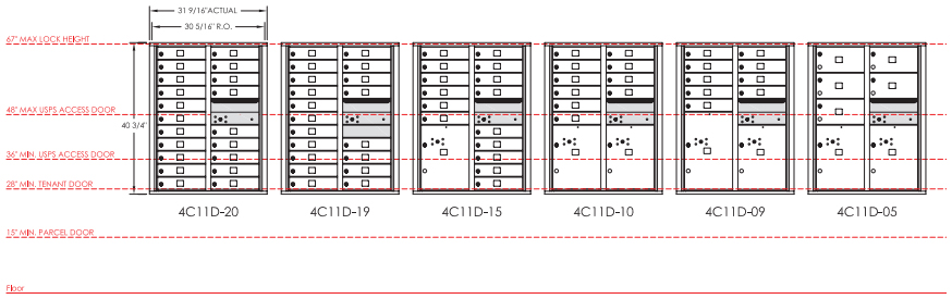 4C Horizontal Mailbox with 19 Tenant Doors and Outgoing Mail Slot ...